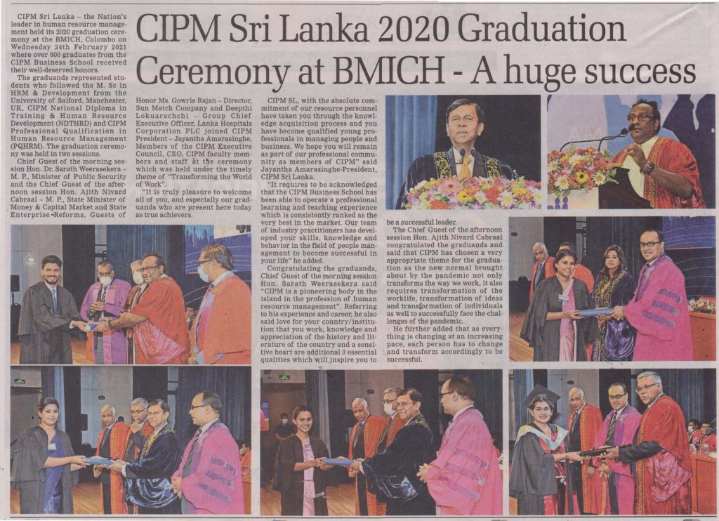 CIPM Sri Lanka 2020 Graduation Ceremony at BMICH - CIPM Sri Lanka